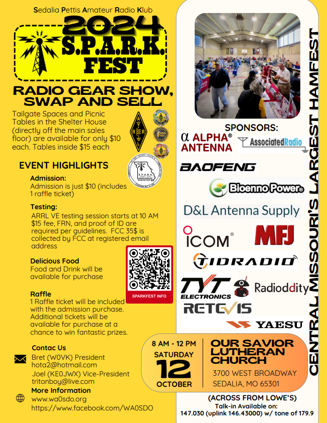 SPARKFEST 2024 – SEDALIA – PETTIS AMATEUR RADIO KLUB